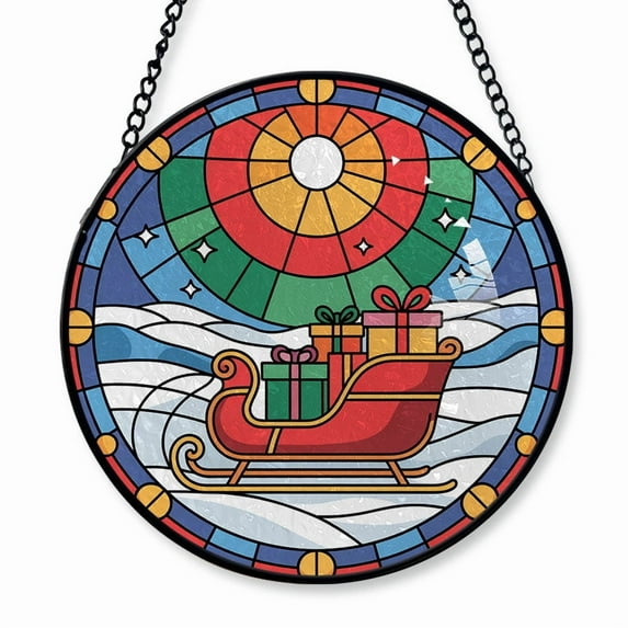 Christmas Stocking Stained Glass Suncatcher Window Hanging ...