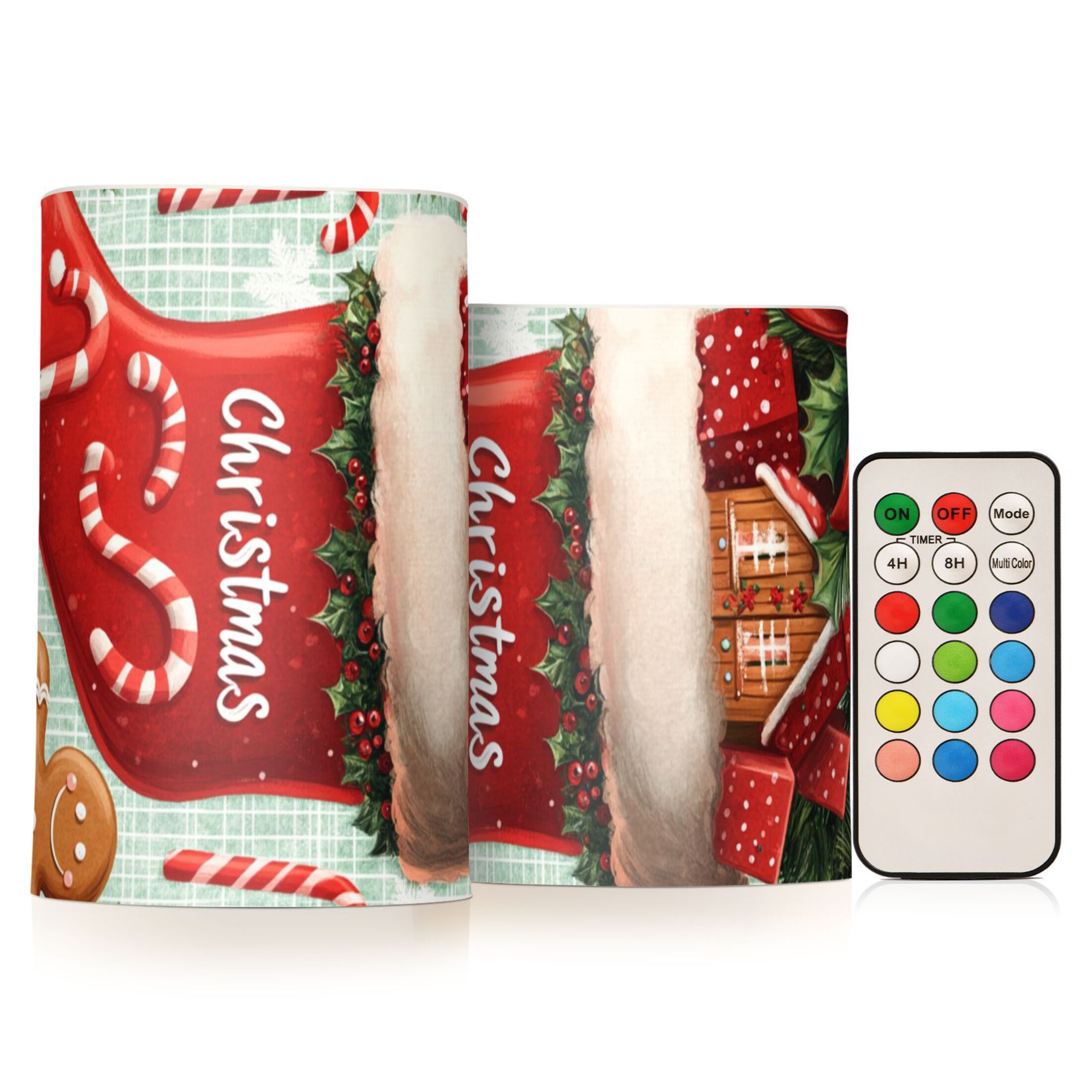 Christmas Stocking and Candy Canes Flickering Flameless Candles Battery ...