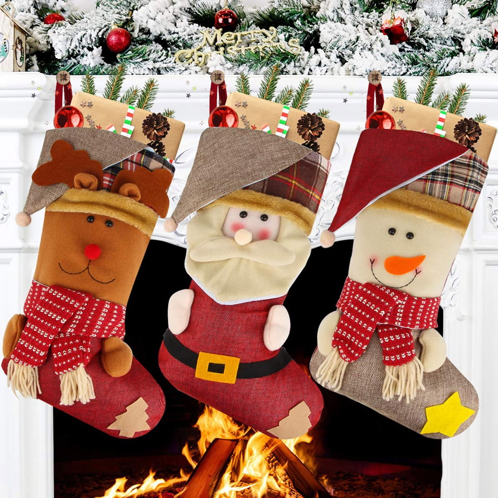 Christmas Stockings, 18 Inch Santa Claus, Snowman, Reindeer, Christmas ...