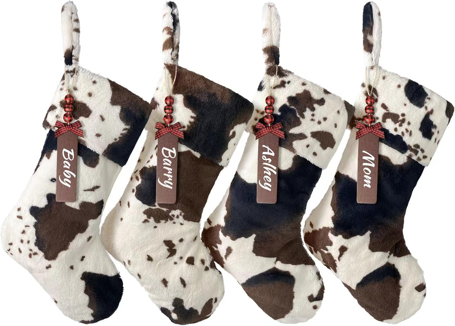Christmas Stockings 2 Pack Bulk Cow Print Christmas Stockings Brown ...