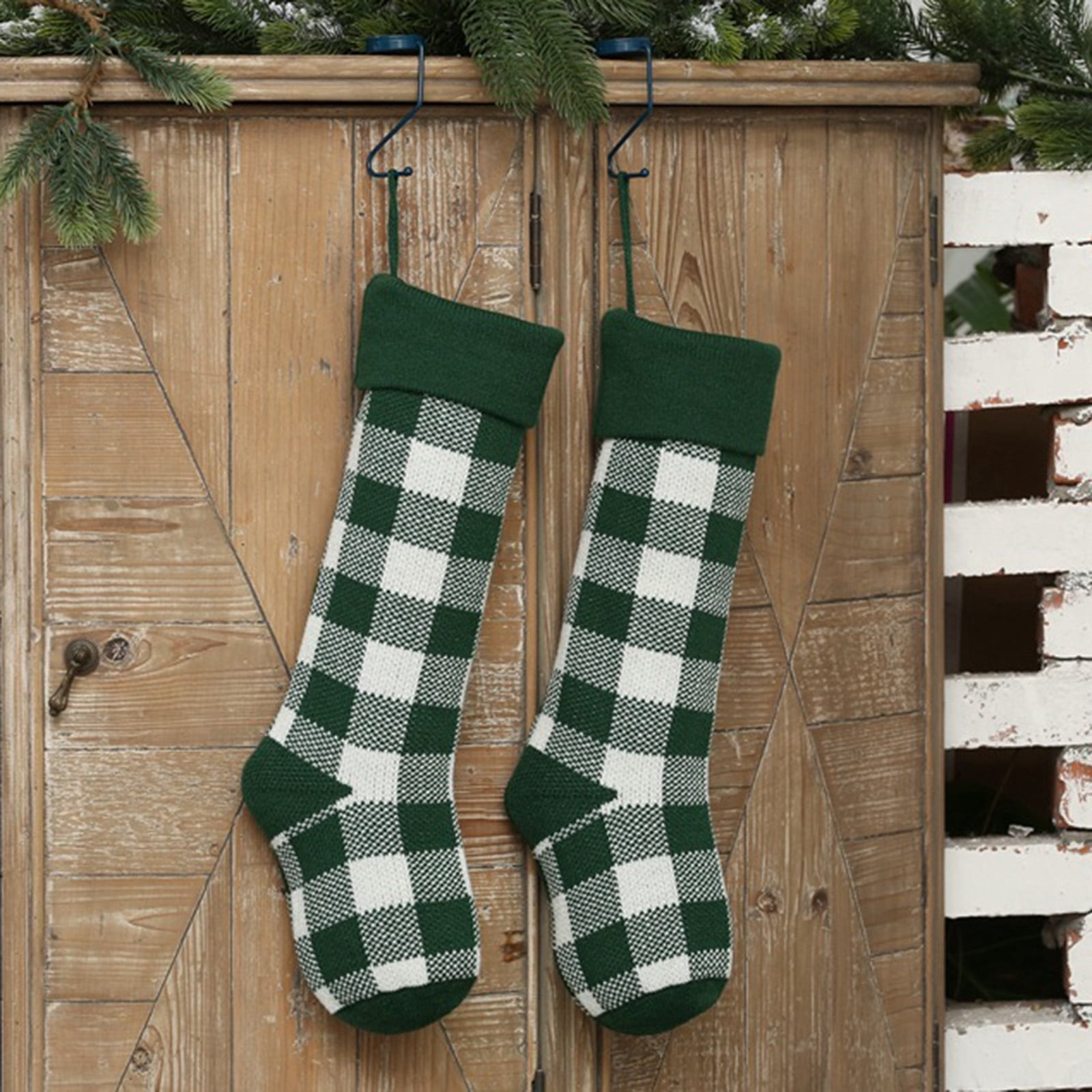 Christmas Stockings, 2 Pcs 18 inches Red and Black Buffalo Check Plaid ...