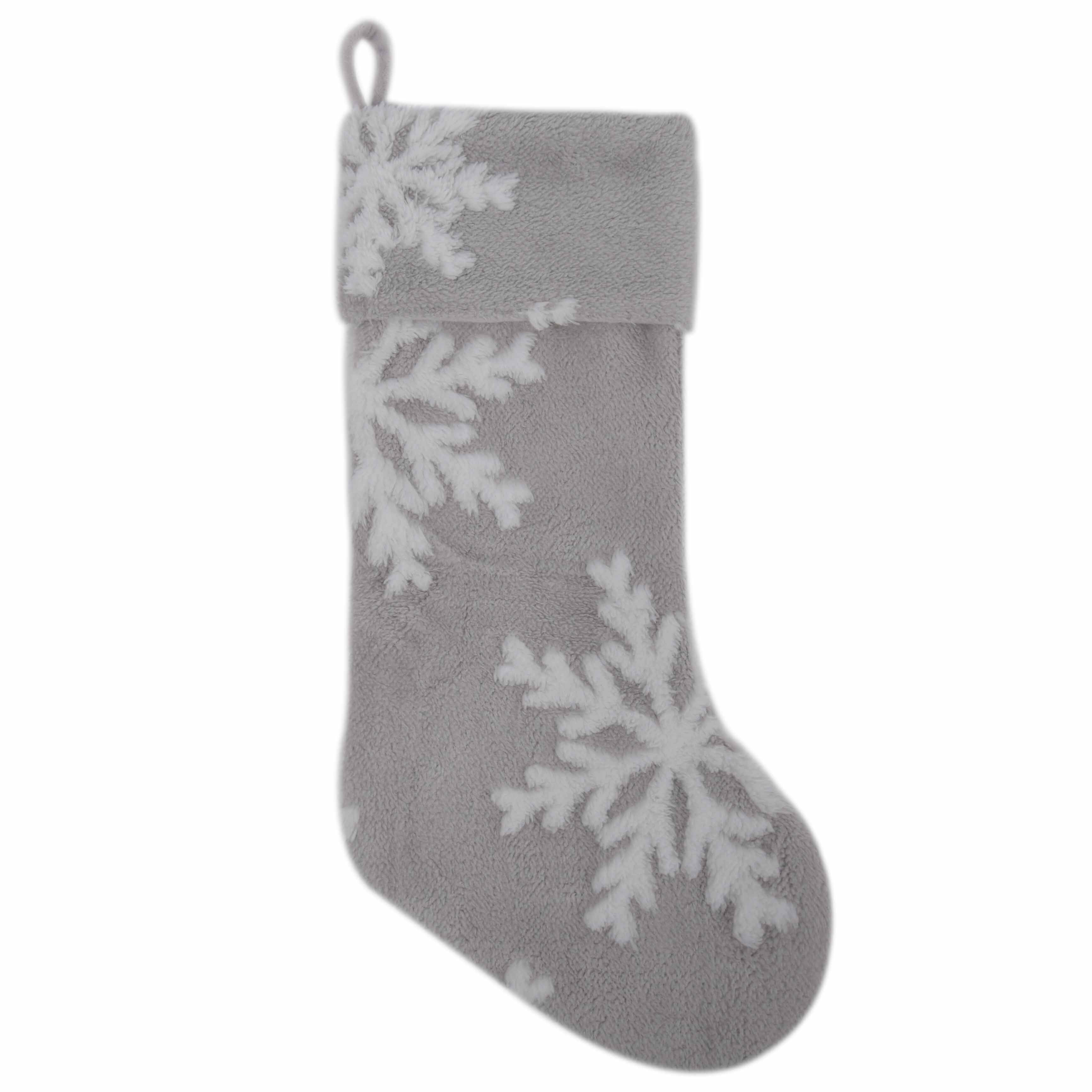 Christmas Stockings 3D Snowflake Pattern Boucle Design Xmas Stocking ...