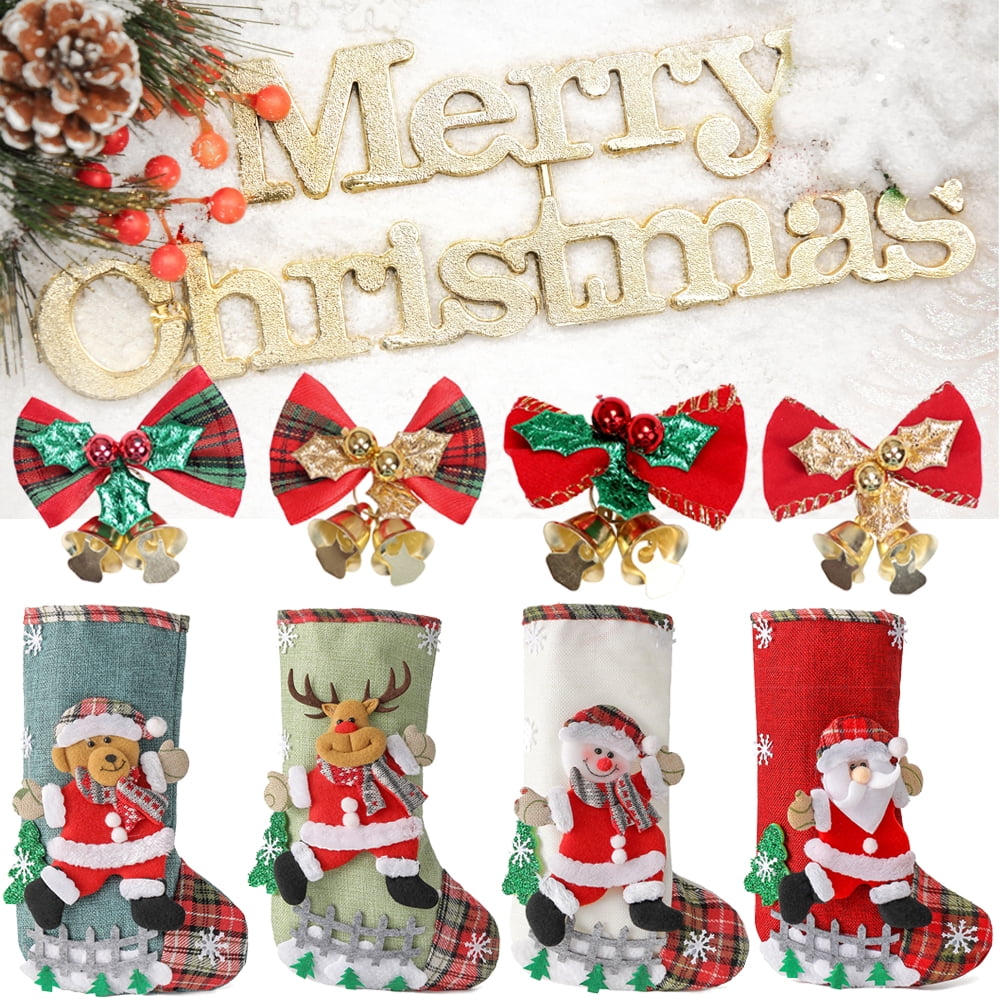 Christmas Stockings 4 Pack,Xmas Stockings with 3D Santa Snowman ...