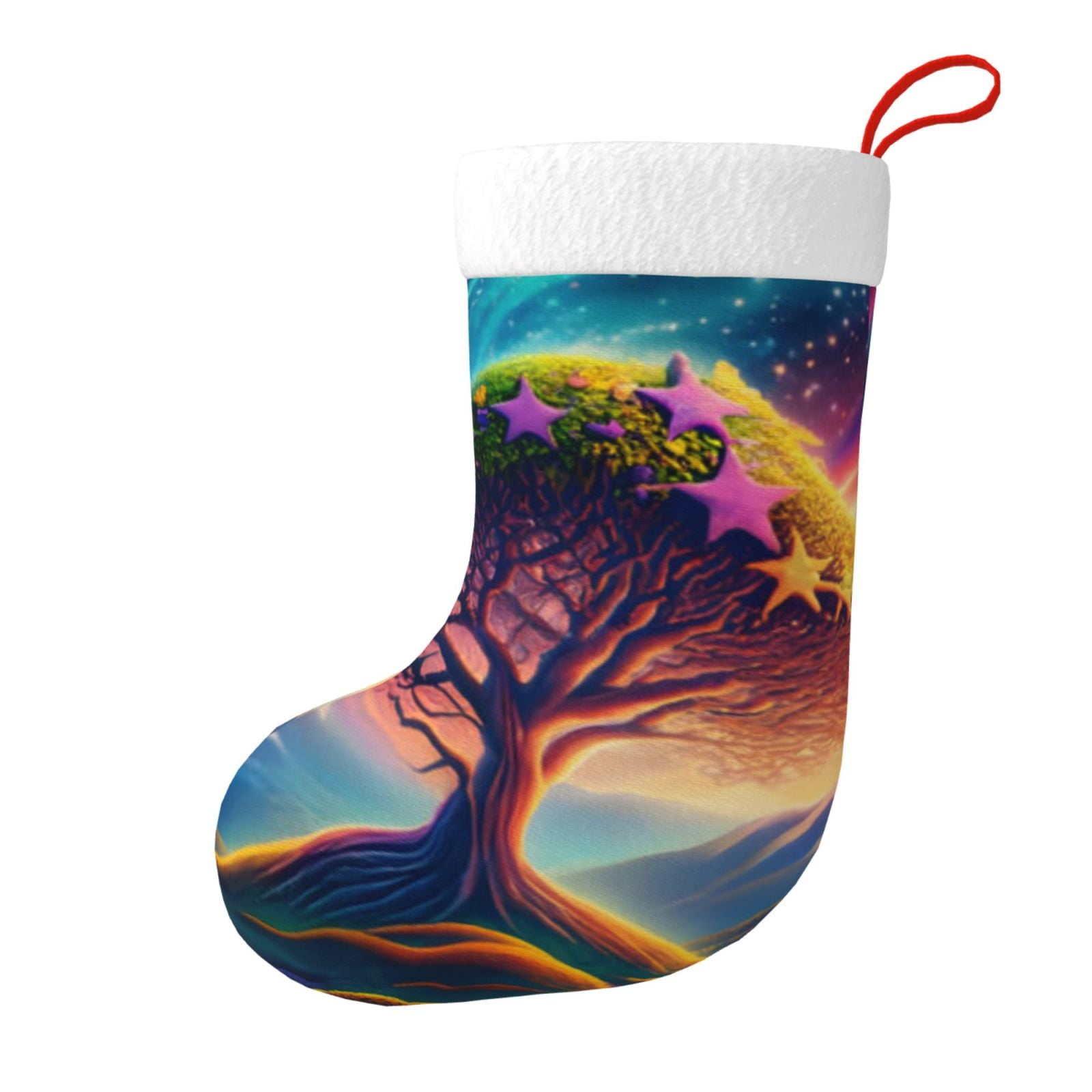 Christmas Stockings Amazing Tree Colorful Starlight Mountains ...