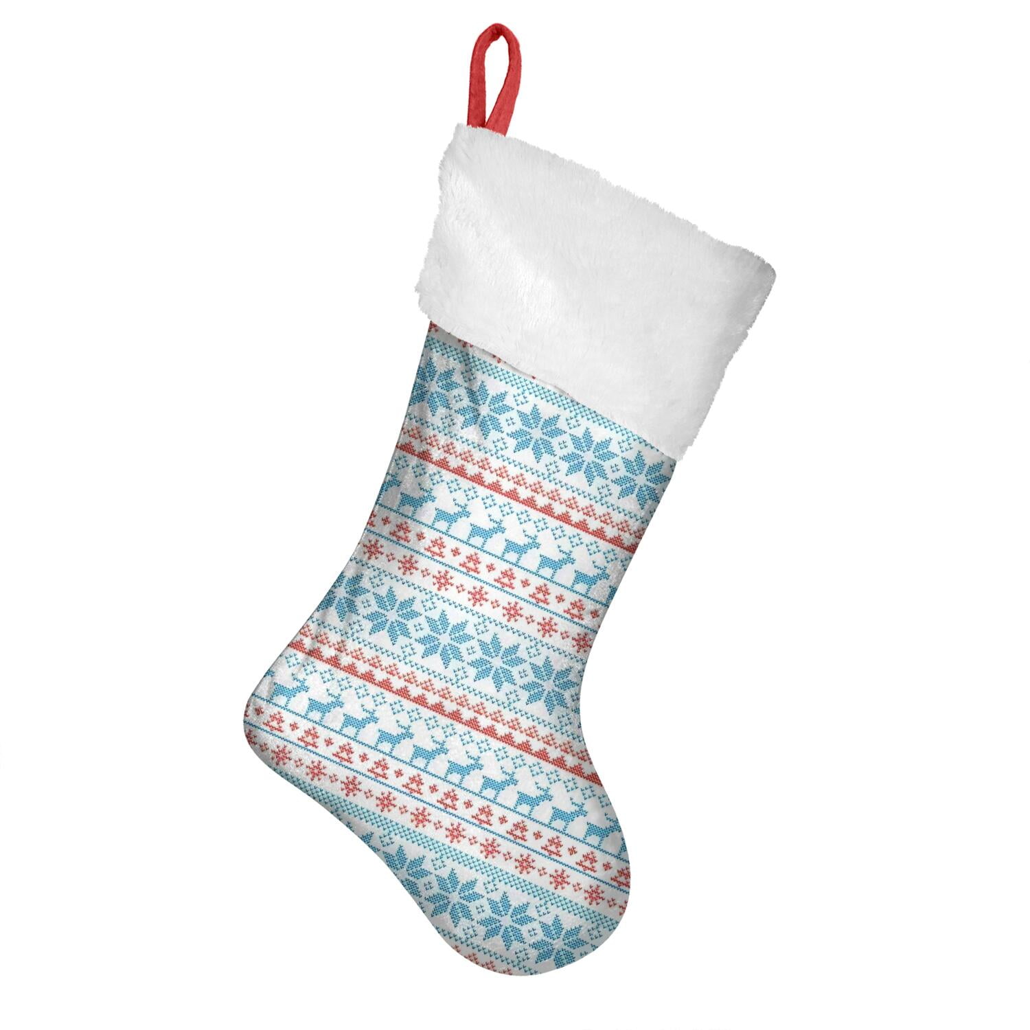 Christmas Stockings,Blue and Red Christmas Pattern Stockings Christmas ...