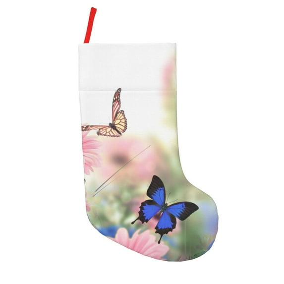 Christmas Stockings Butterfly And Flowers Pattern 18 in，Festive Holiday ...