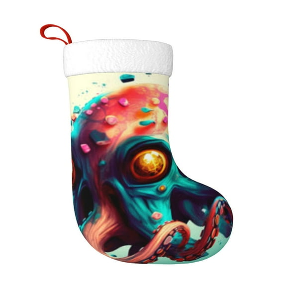 Christmas Stockings Cartoon Octopus Large Hanging Xmas Sock Gift Bag ...