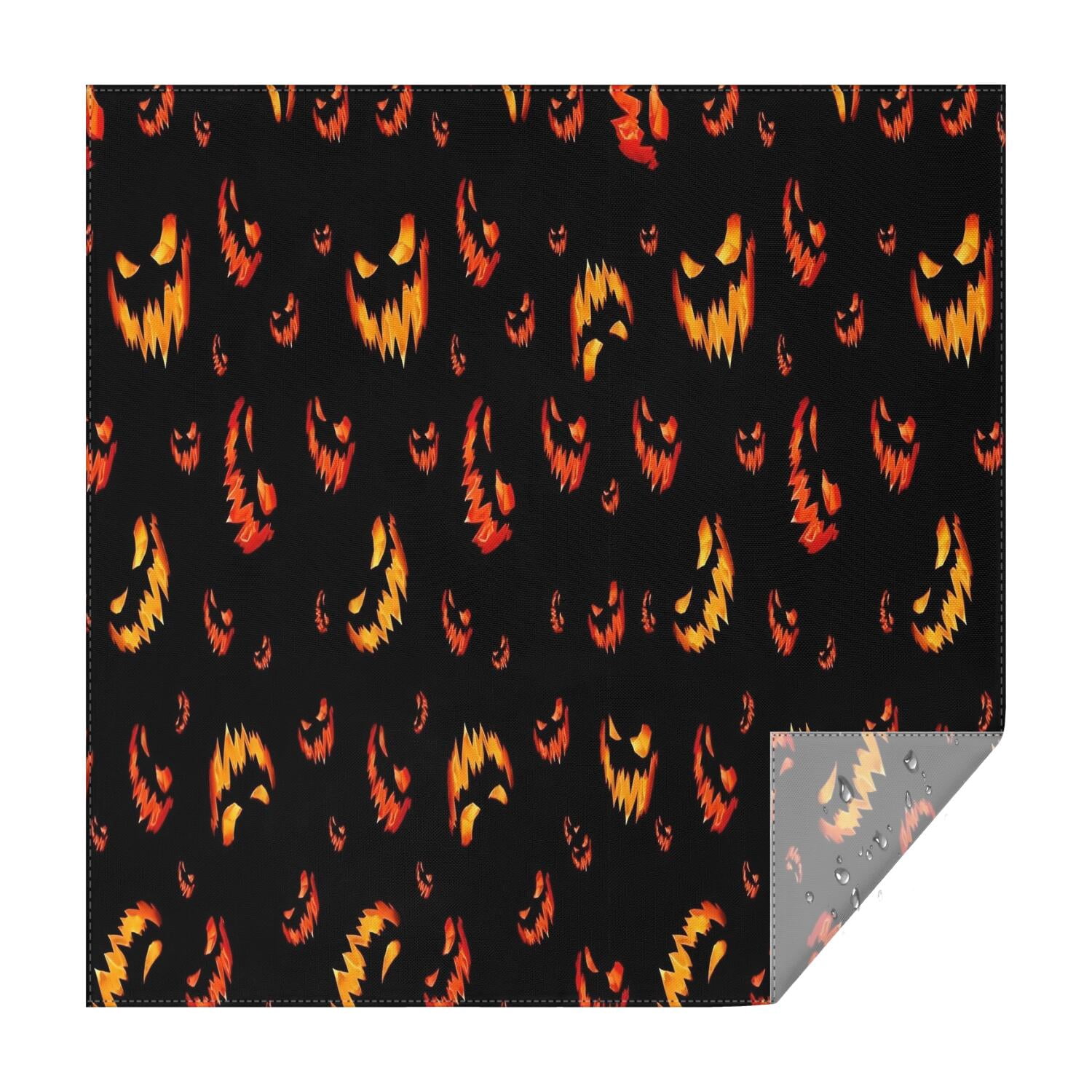 Spooky Halloween Faces Pattern Square Tablecloth,Waterproof Square ...
