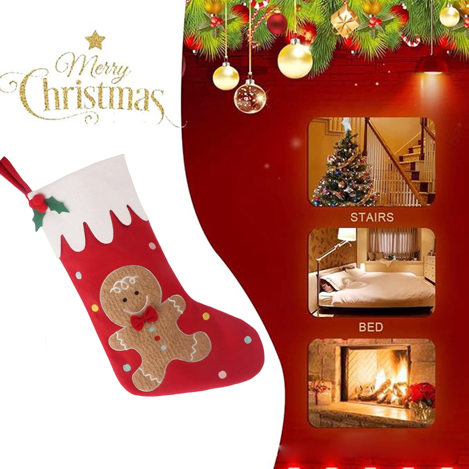 Christmas Stockings, Christmas Gingerbread Man 18 Inches Large ...