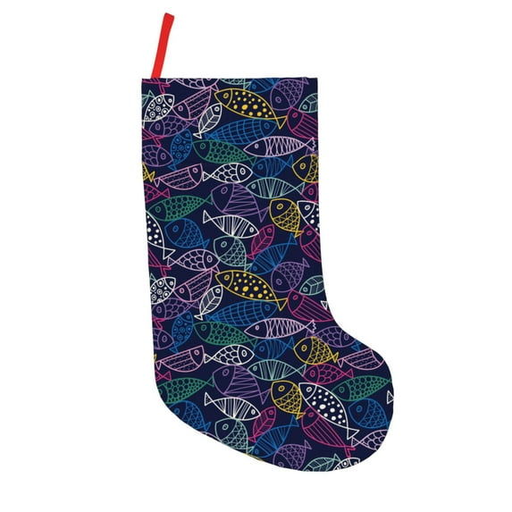 Christmas Stockings Cute Line Fish Pattern 18 in，Festive Holiday ...