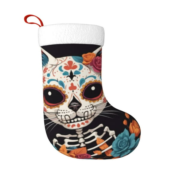 Christmas Stockings Day Of The Dead Poster Cat Skulls And Skeletons ...