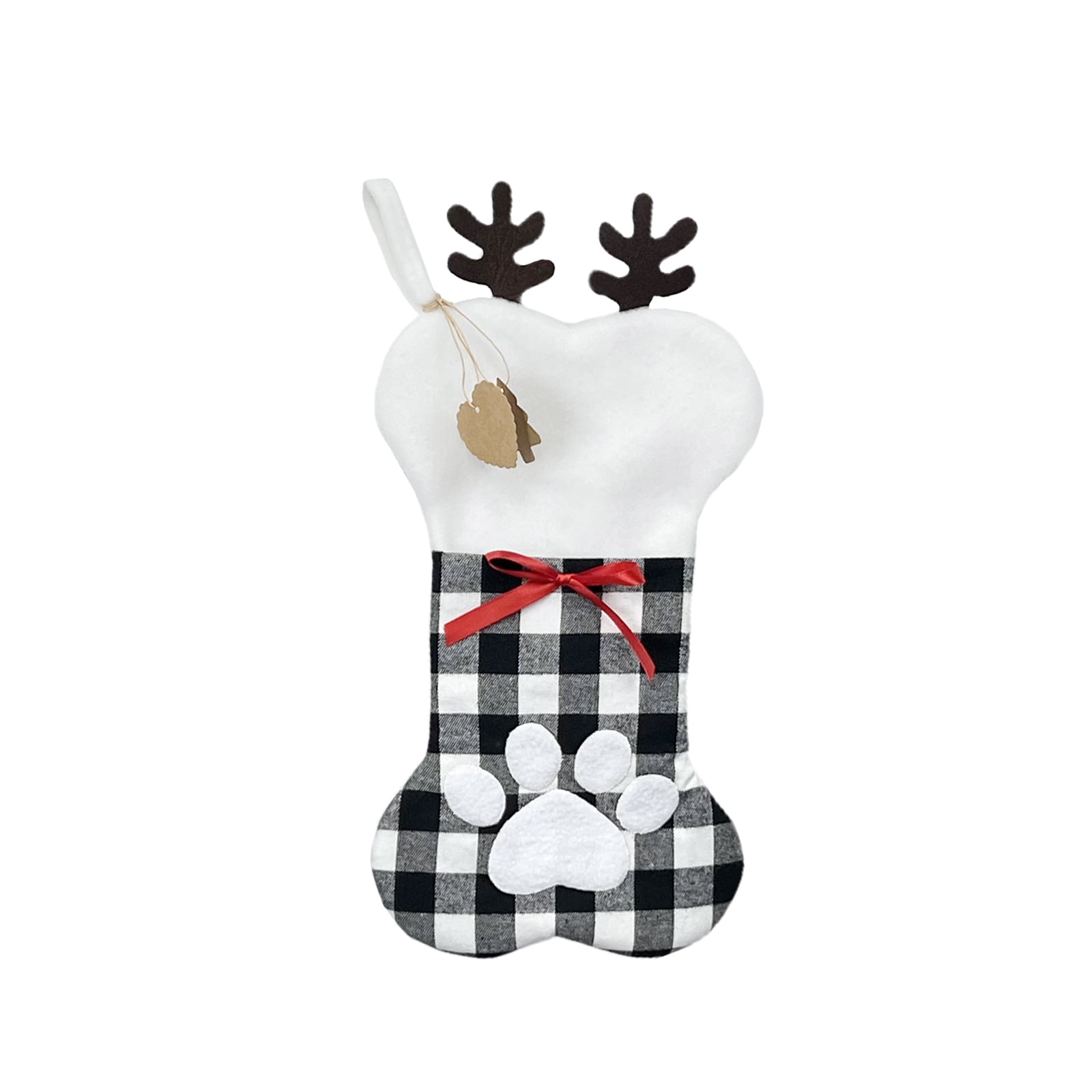 Christmas Stockings Dog Stocking Antlers Bone Shape Pet Stocking Gifts ...