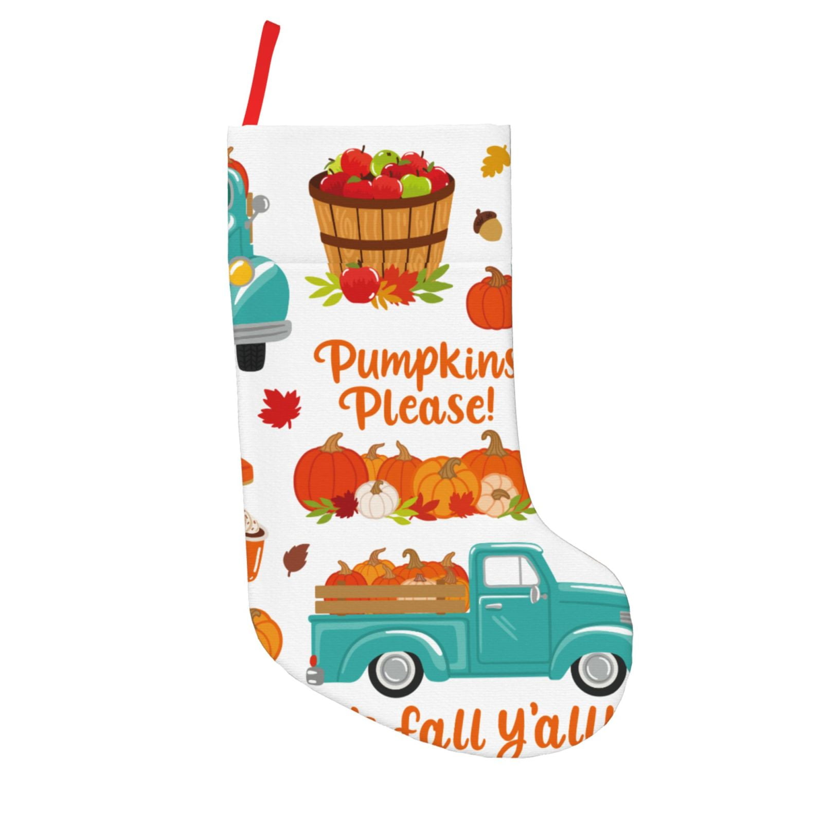 Christmas Stockings Fall Pumpkins Pattern 18 in，Festive Holiday ...