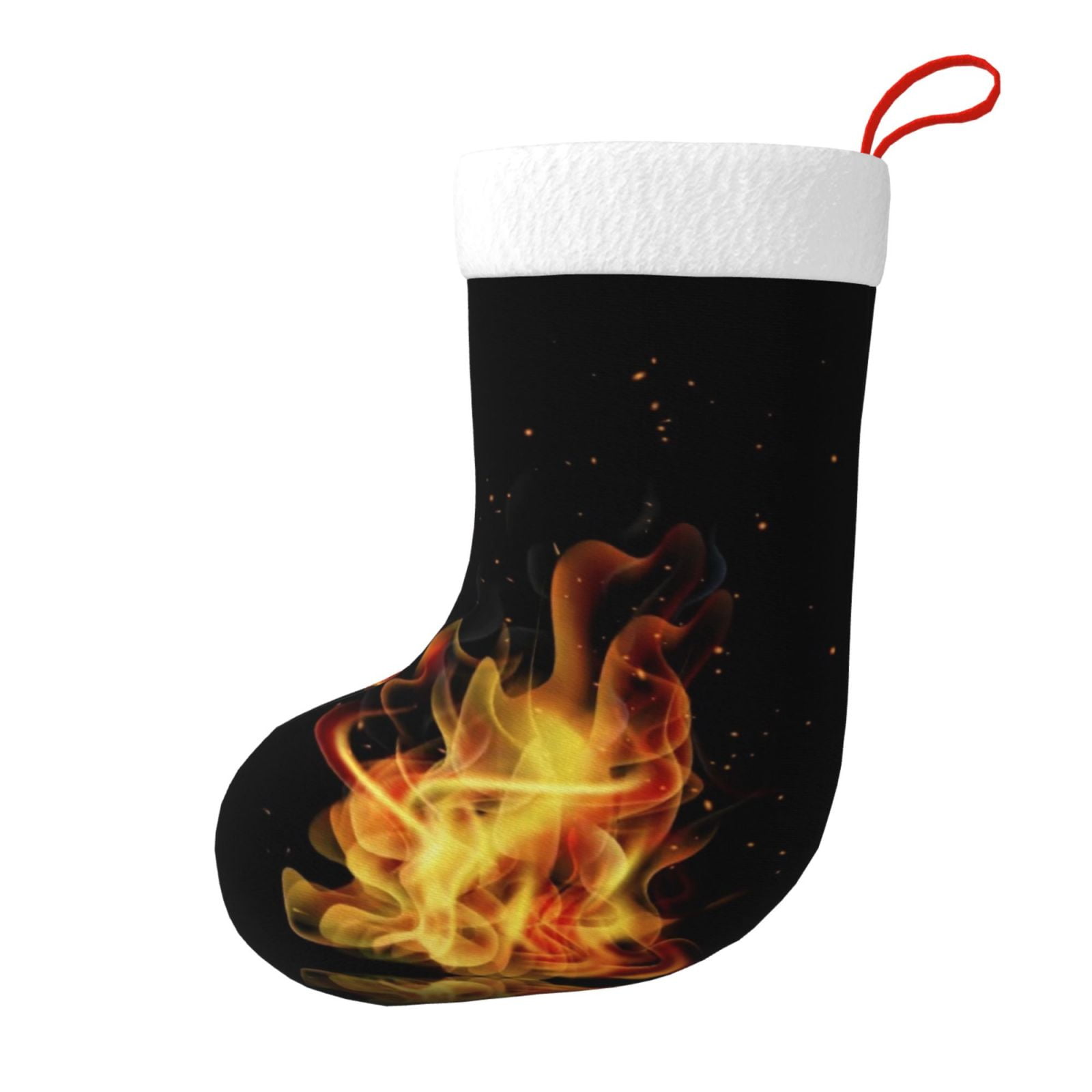 Christmas Stockings Flame Fire Background Large Hanging Xmas Sock Gift ...
