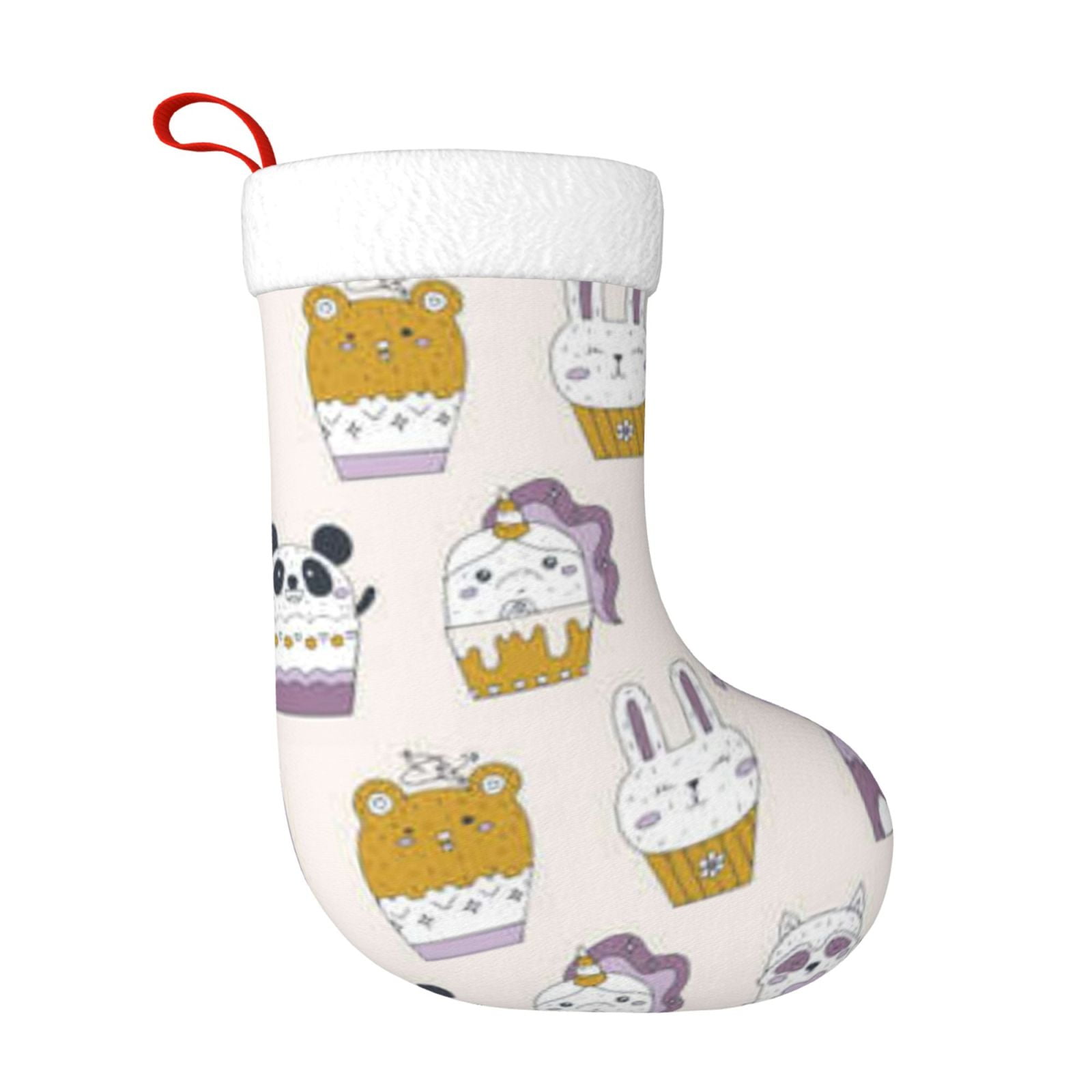 Christmas Stockings Funny Animals In Cupcakes Large Hanging Xmas Sock ...