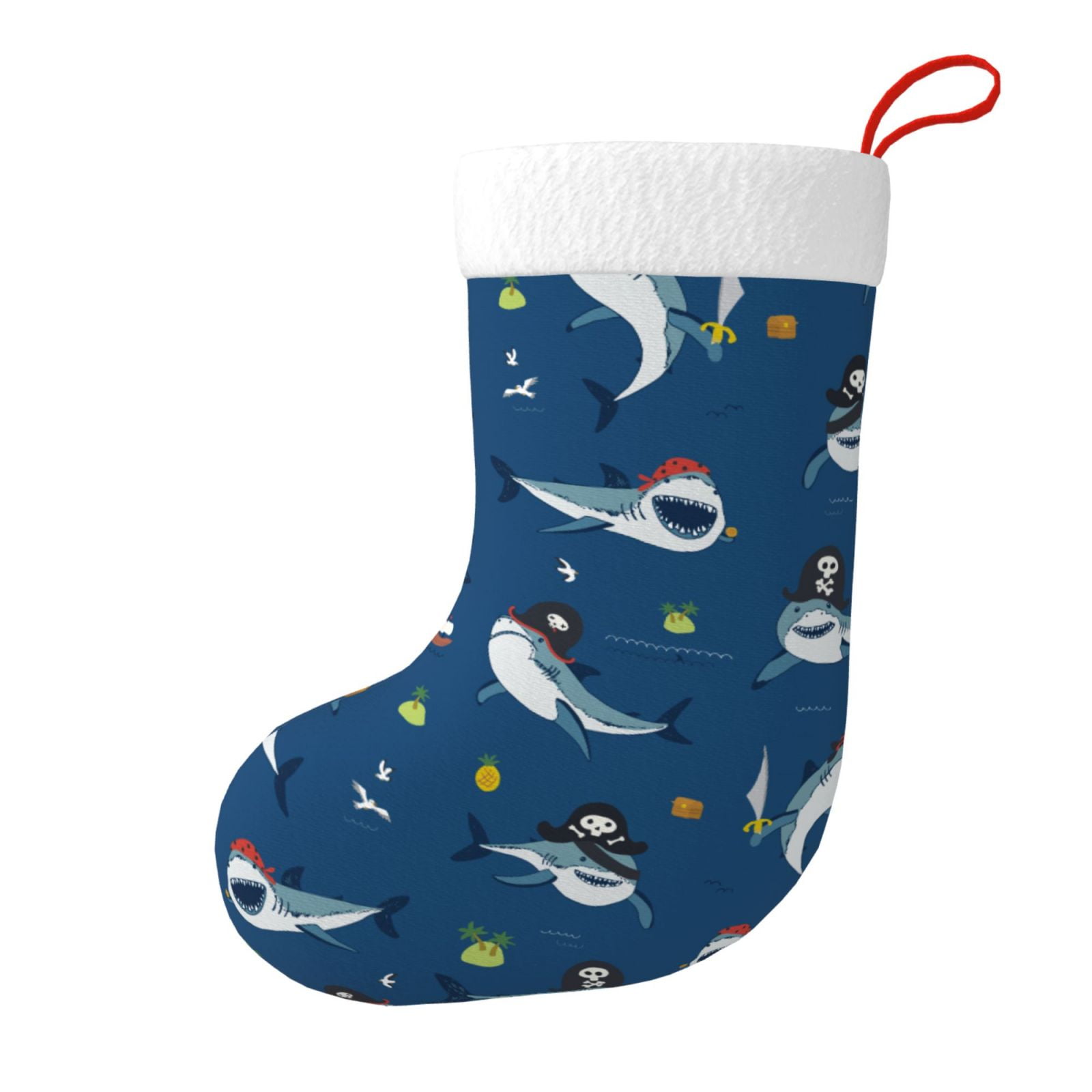 Christmas Stockings Funny Pirate Shark Sea Animal Large Hanging Xmas ...