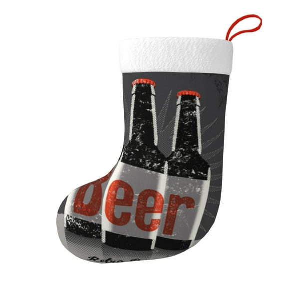 Christmas Stockings Grunge Beer Bottles Illustration Large Hanging Xmas ...