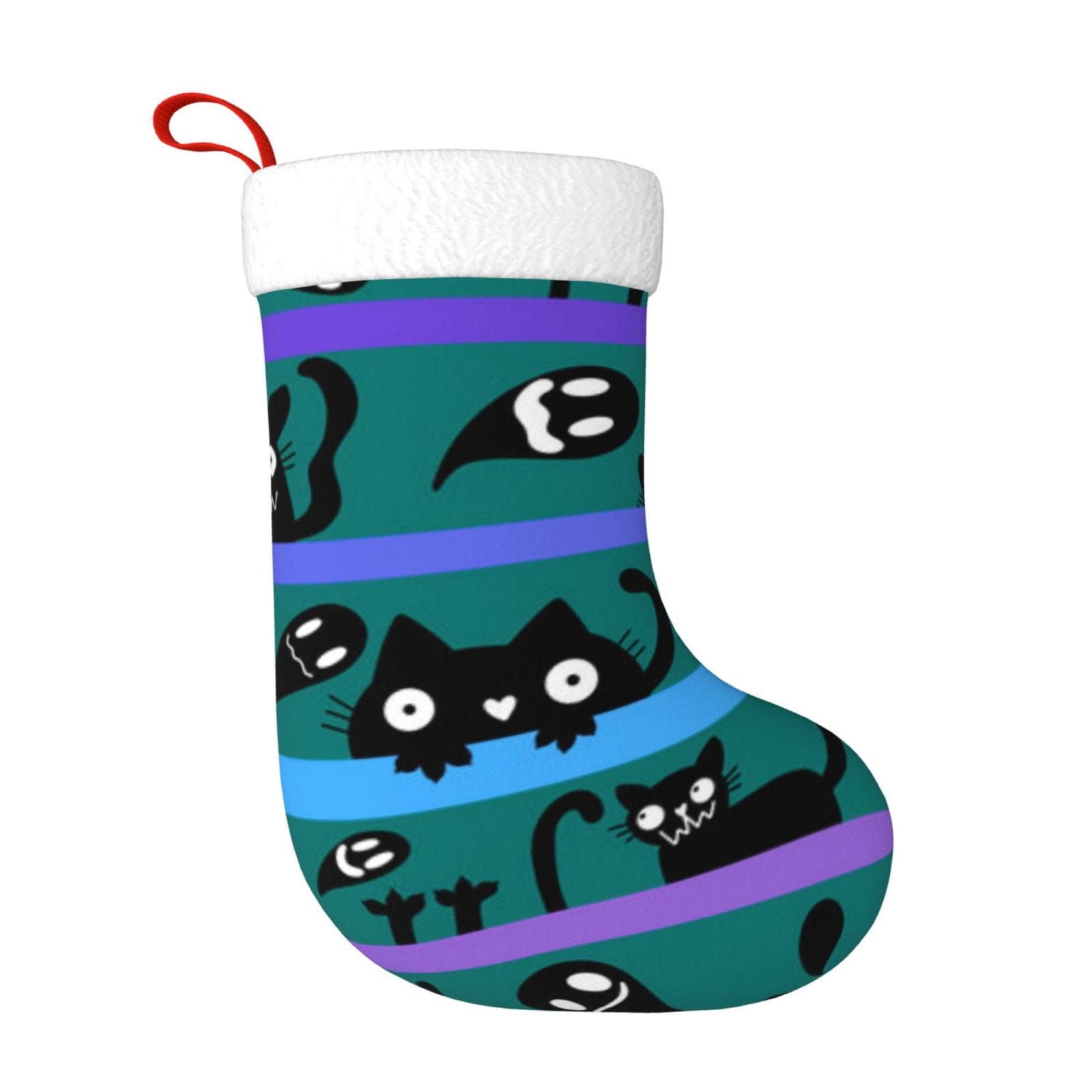 Christmas Stockings Halloween Cats Monsters Pattern Large Hanging Xmas ...