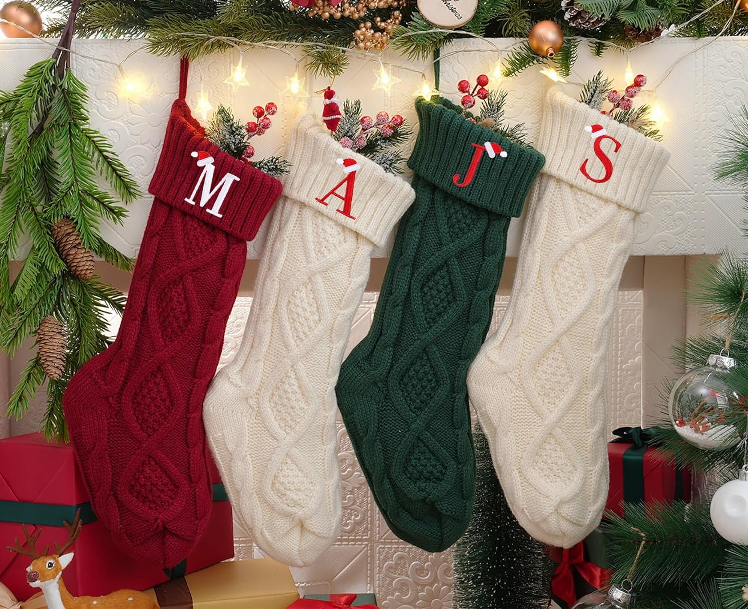 Christmas Stockings with Initials, 18 Inches Large Embroidered ...