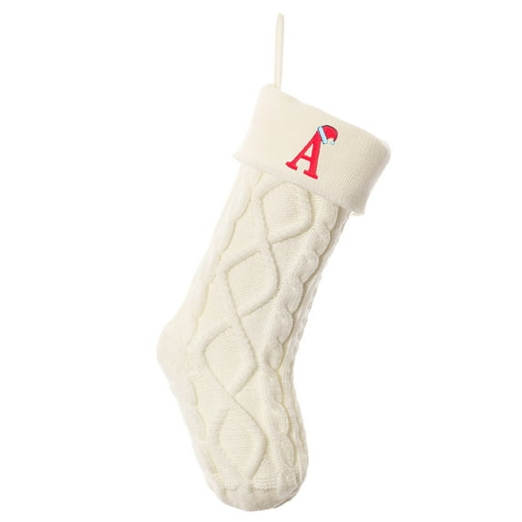 Christmas Stockings with Initials, 18" Large Knit Embroidered Monogram ...