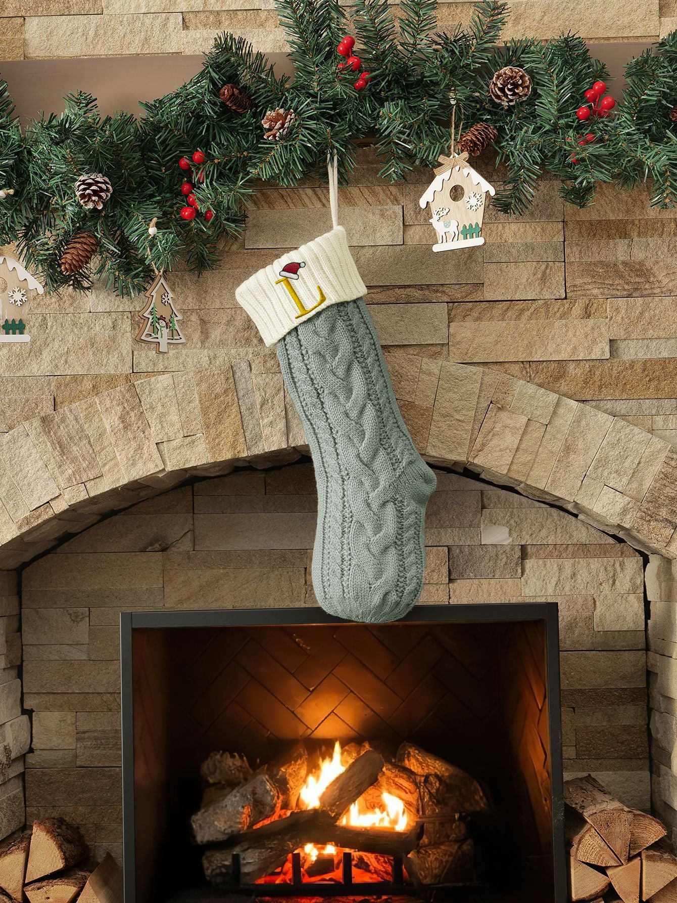 Christmas Stockings with Initials, 20” Large Embroidered Monogram ...