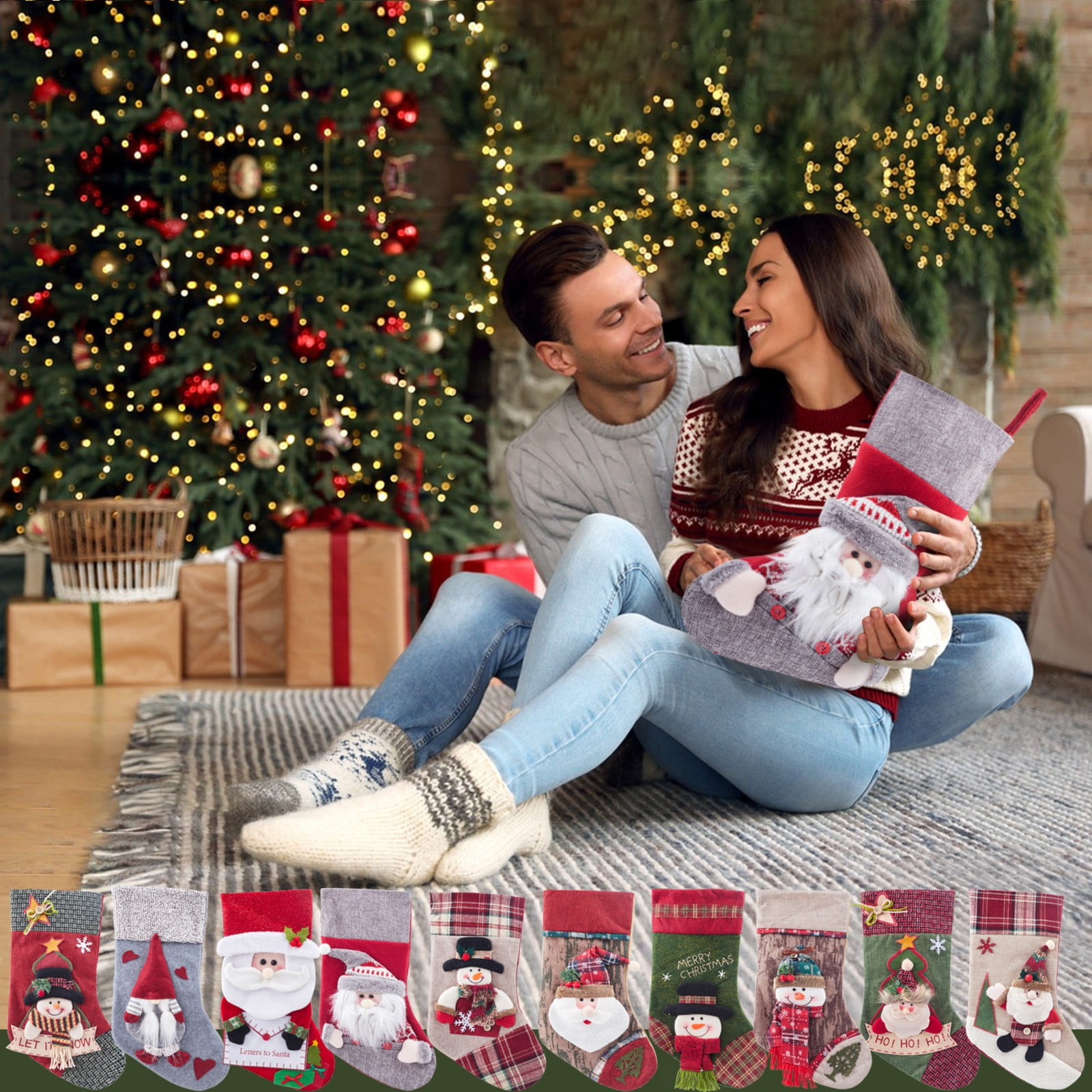 Christmas Stockings with Initials Christmas Tree Decor Christmas ...