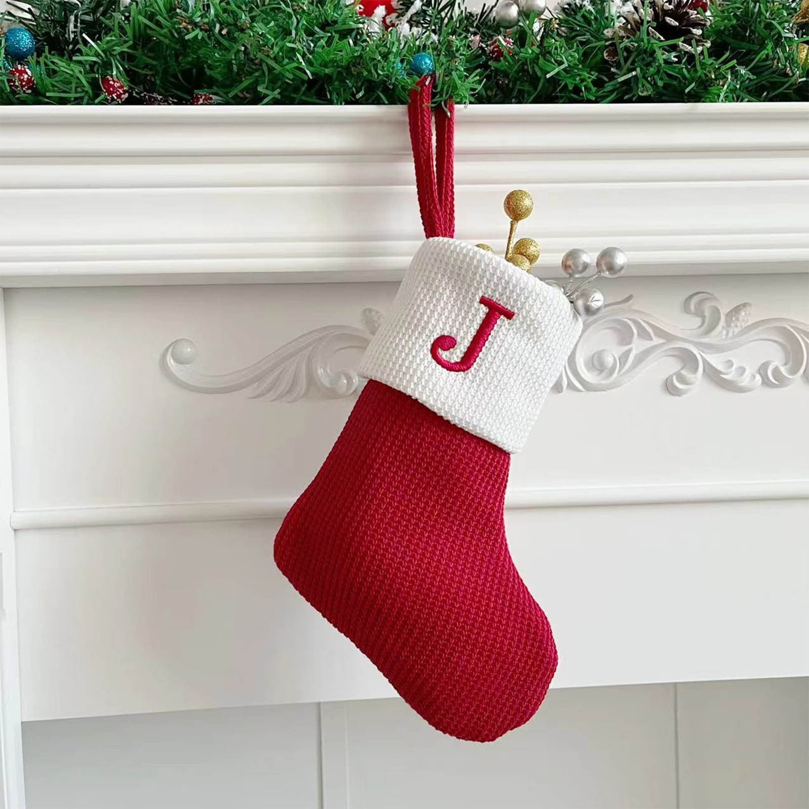 Christmas Stockings Knitted Hosiery Wool Hosiery Embroidered Letter ...