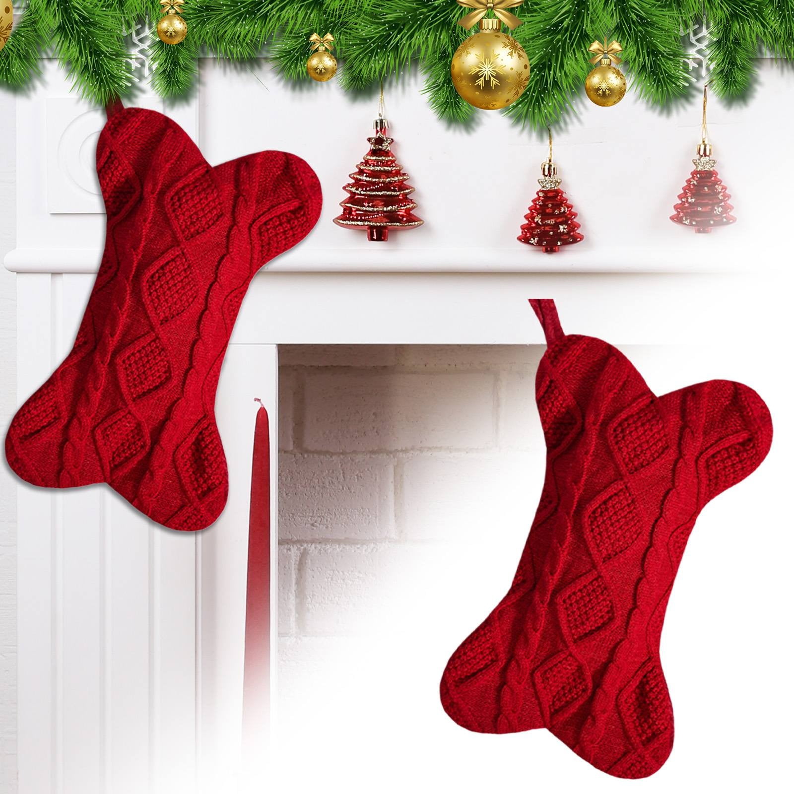 Christmas Stockings, Large Bone Shaped Knitted Hanging Stocking, Pet ...