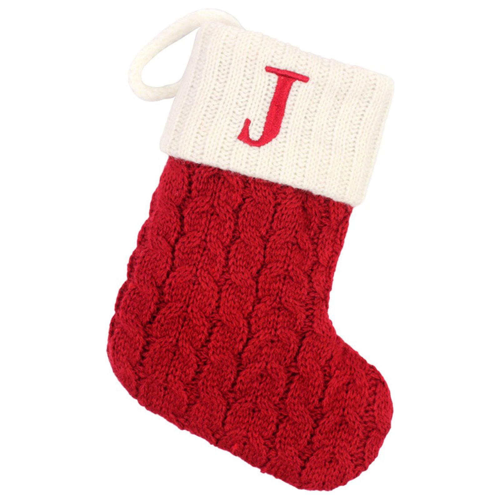 Christmas Stockings Large Embroidered Knit Festive Holiday Decorations ...
