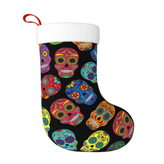 Christmas Stockings Mexican Day Of The Dead Skulls Large Hanging Xmas ...