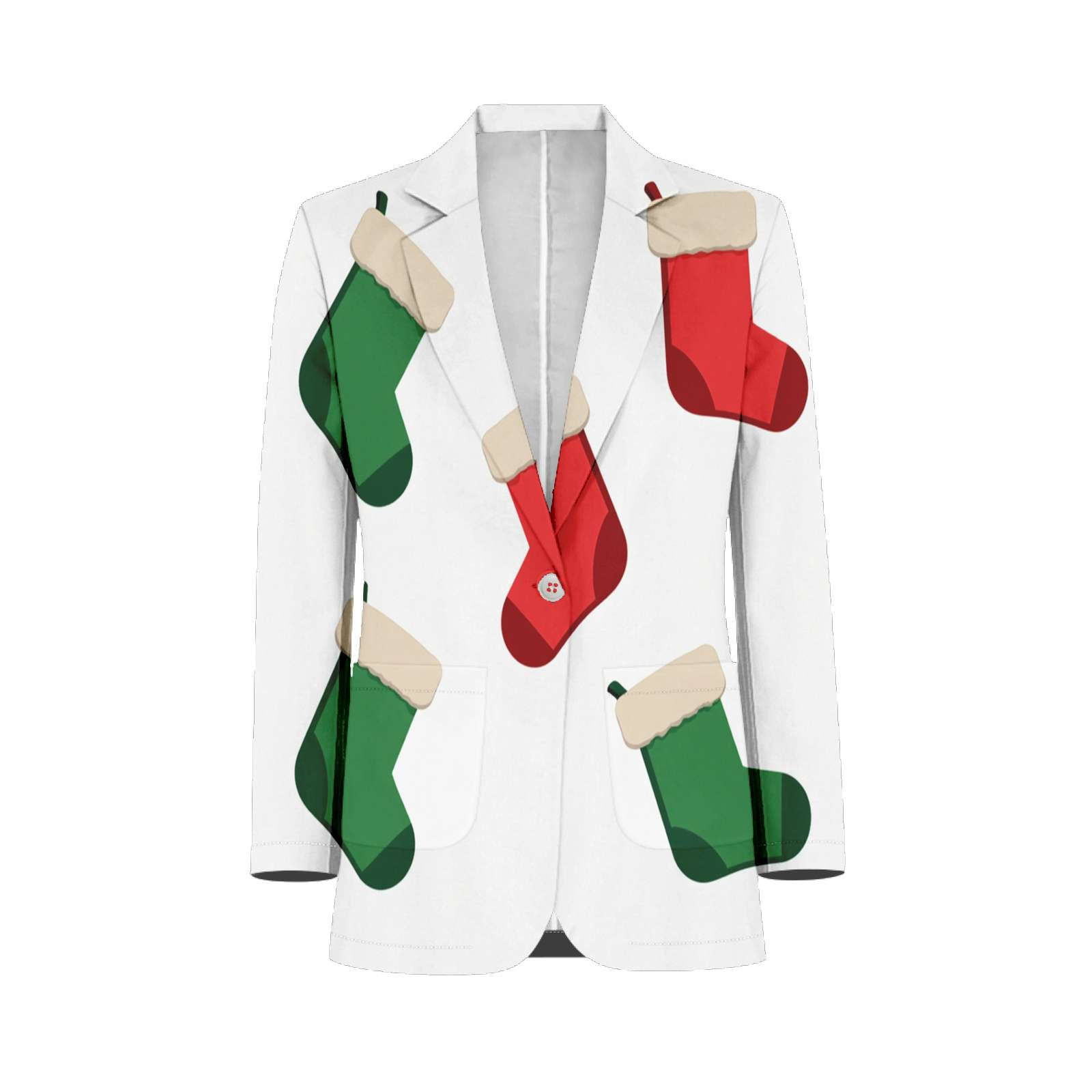 Christmas Stockings On White Customized Men's Suits full man Shawl ...