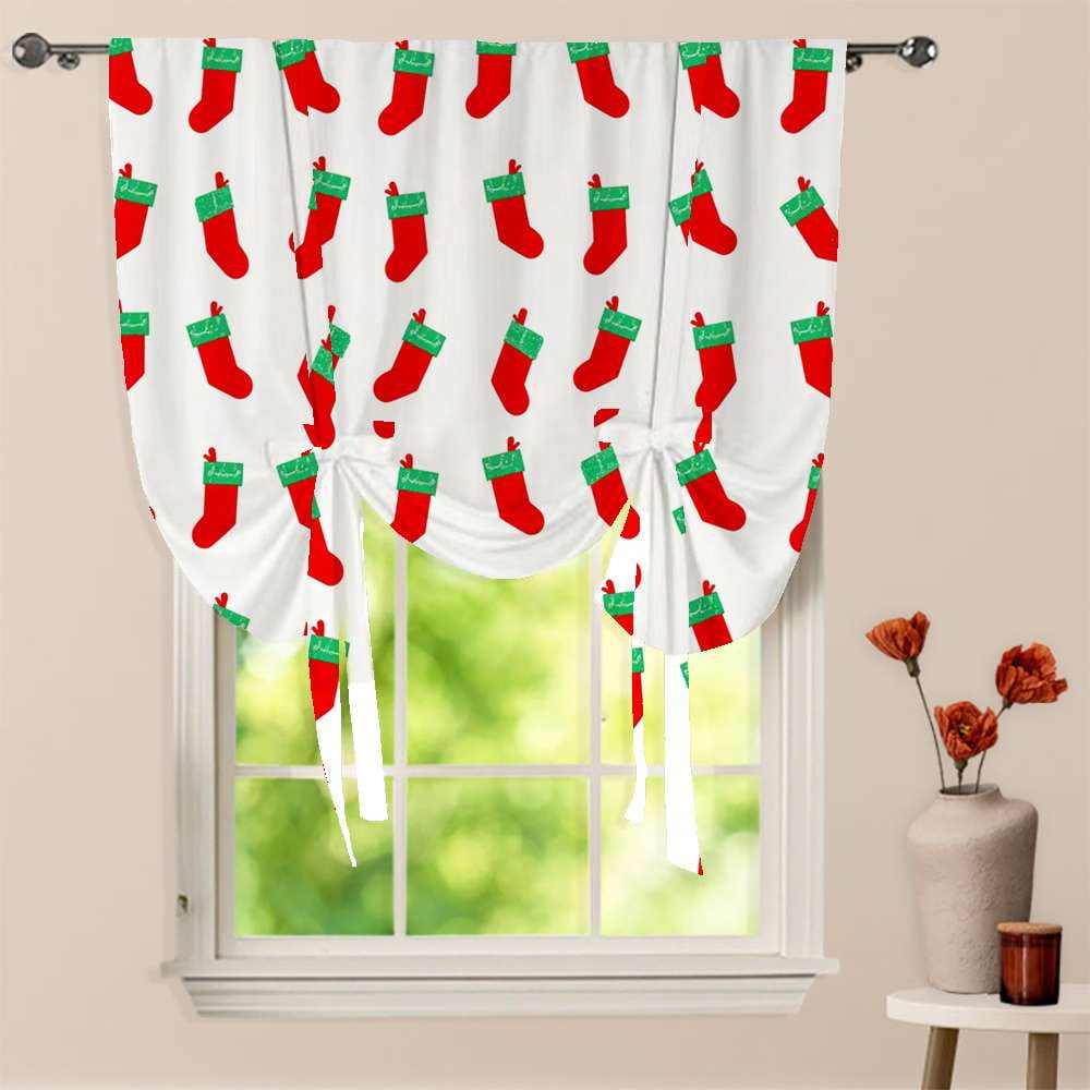 Christmas Stockings Pattern Repeating Endlessly Window Curtain for ...