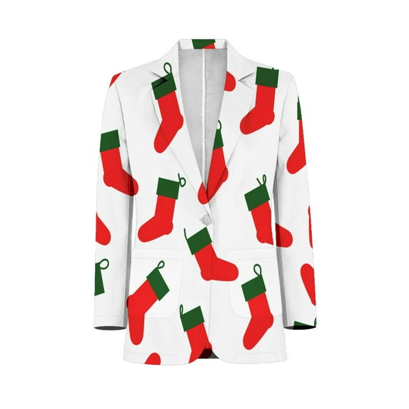 Christmas Stockings Pattern White Background Customized Men's Suits ...