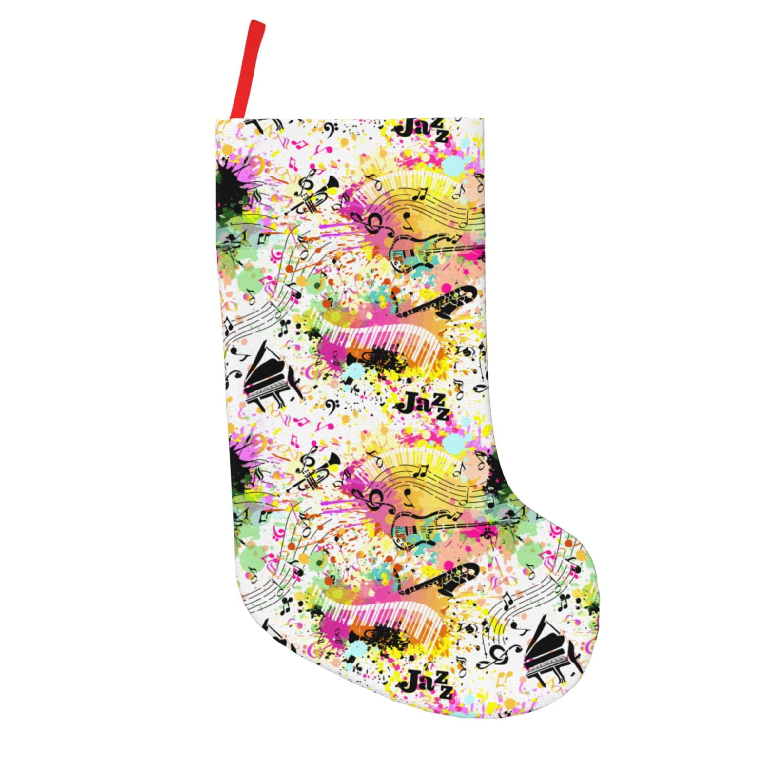 Christmas Stockings Retro Musical Pattern 18 in，Festive Holiday ...