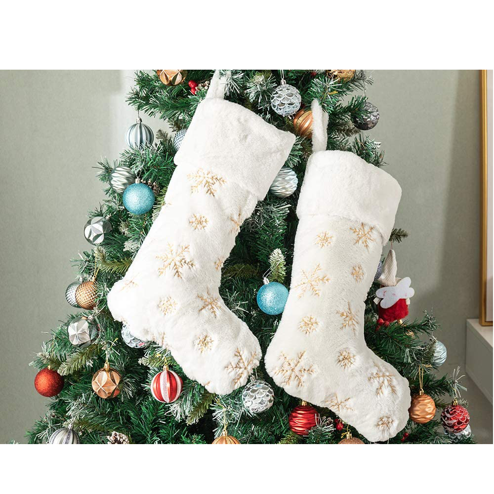 Holiday Time White Snowflake Christmas Stockings, 20" (2 Count ...
