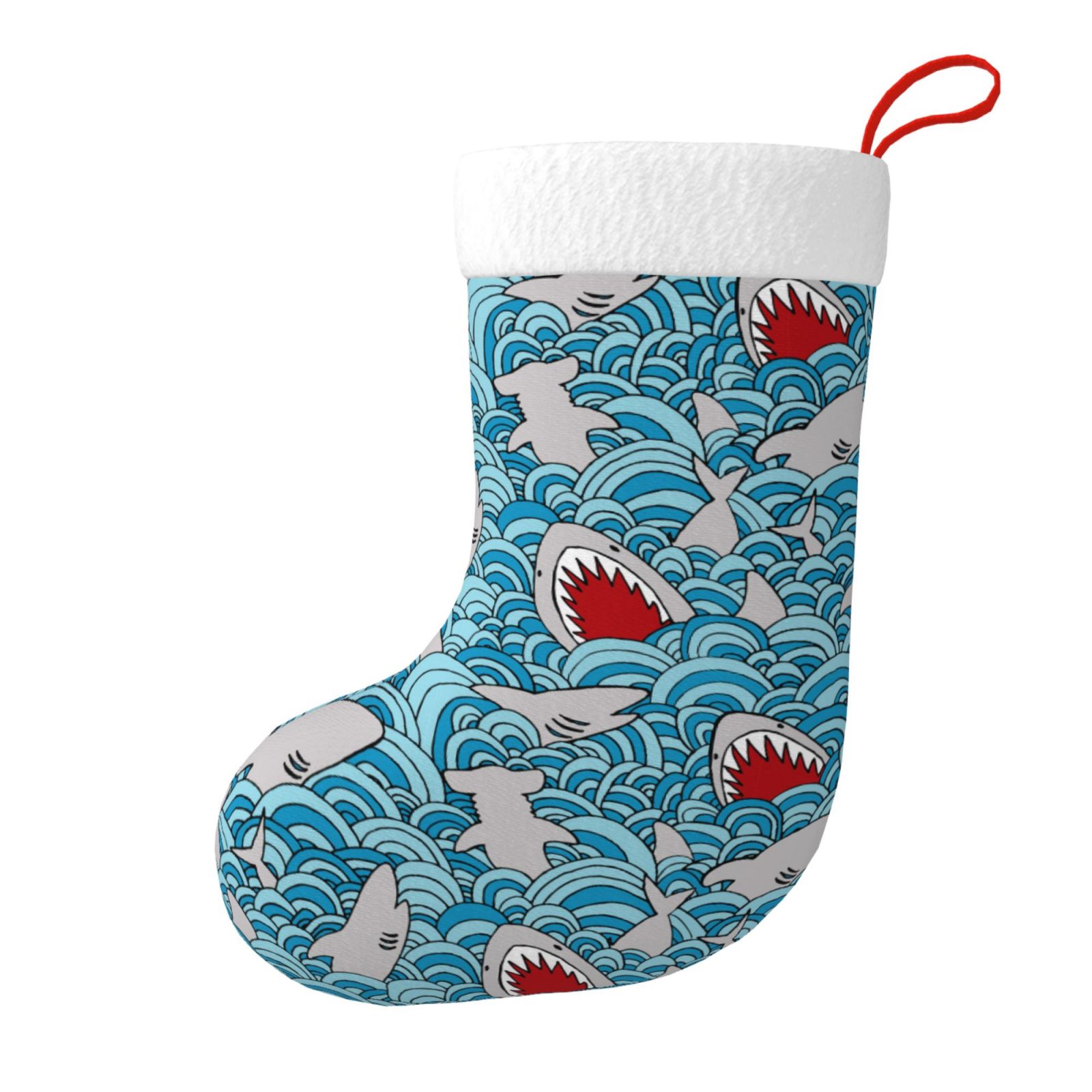 Christmas Stockings Shark Attack Waves Large Hanging Xmas Sock Gift Bag ...