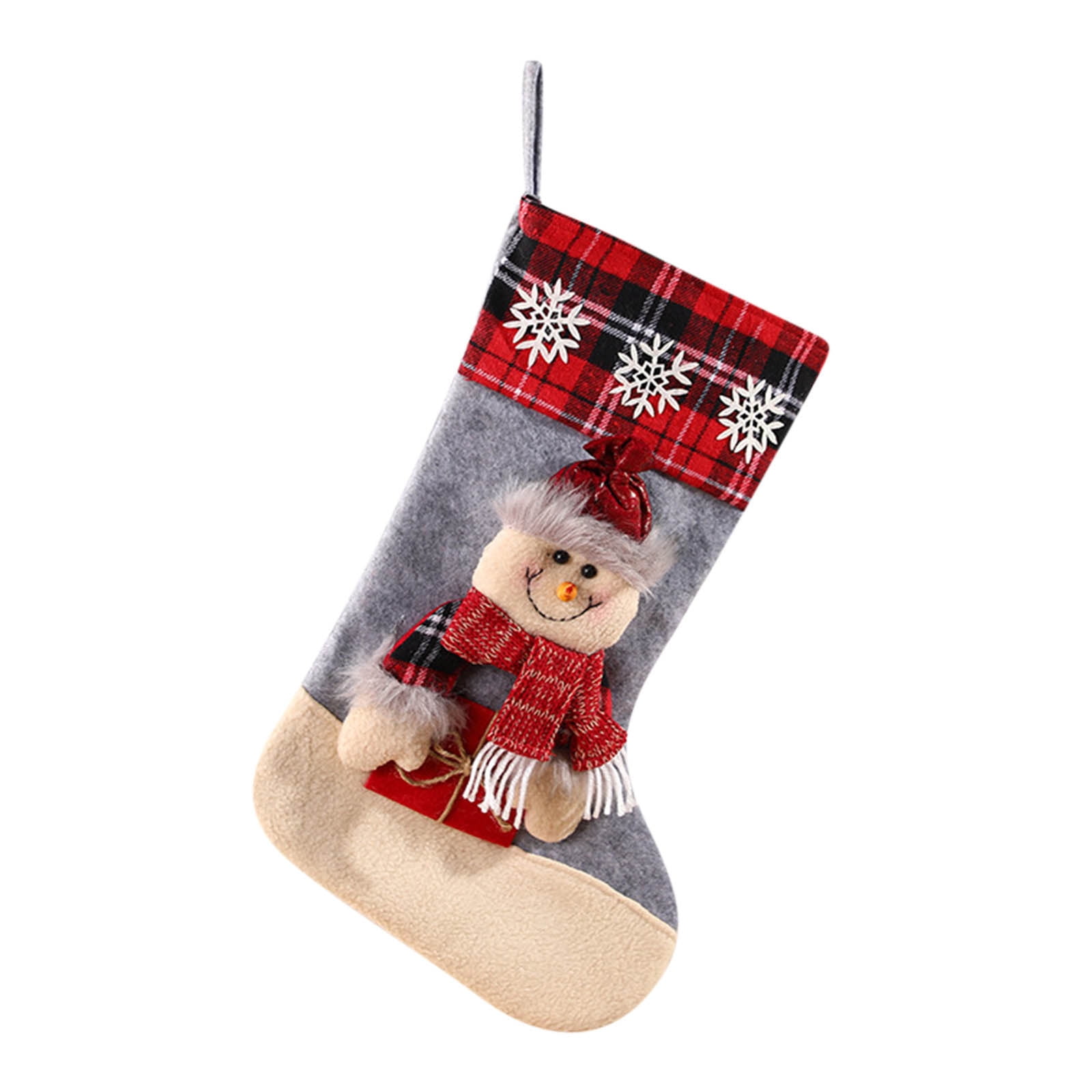 Christmas Stockings Snowman, Large 3D Plush Merry Christmas Sign Tree ...