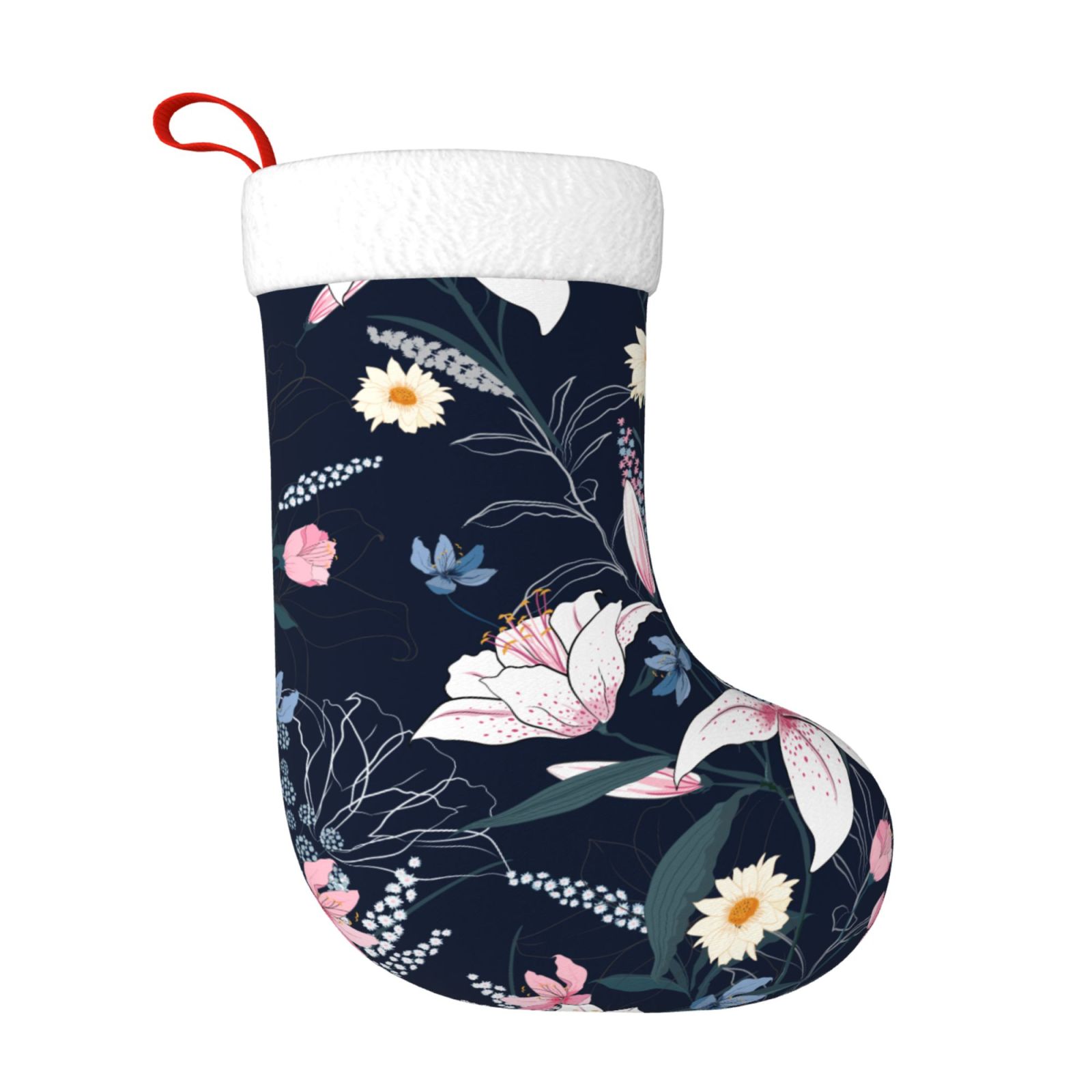 Christmas Stockings Tropical Botanical Flowers Large Hanging Xmas Sock ...