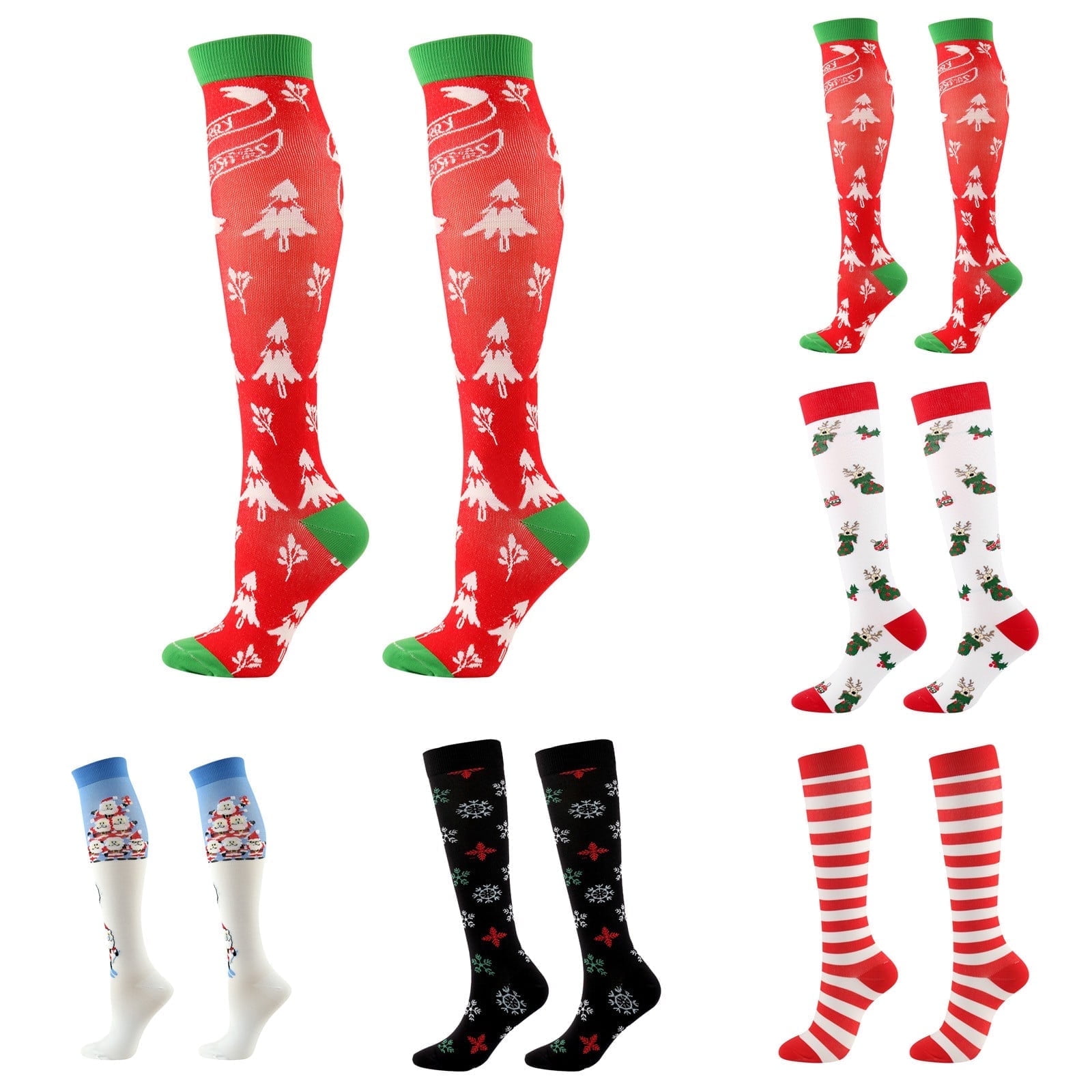 Christmas Stockings Warm Pad Sports Leisure Print Calf Socks Cozy Funky ...
