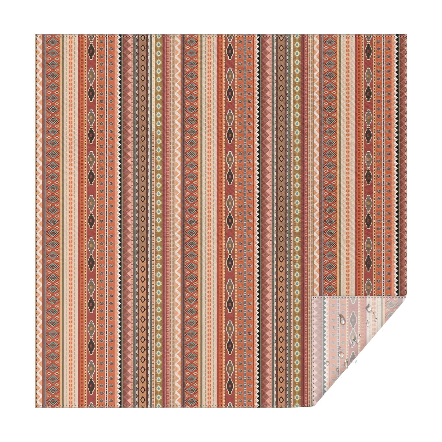 Brown Geometric Striped Pattern Square Tablecloth,Waterproof Square ...