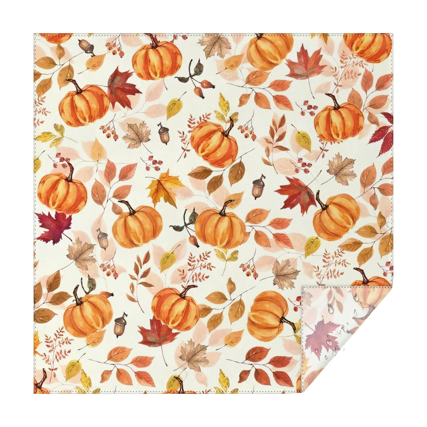 Fall Pumpkins Leaves Pattern Square Tablecloth,Waterproof Square Table ...