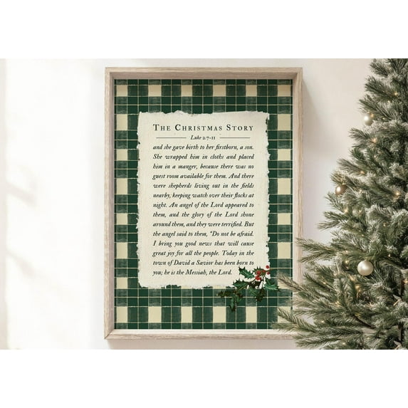 The Christmas Story Bible Verse Wall Art Printable, Luke 2:7-11 ...