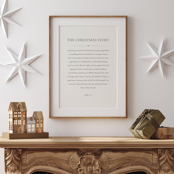 The Christmas Story, Christian Wall Decor, Luke 2:7-11, The Birth Of ...