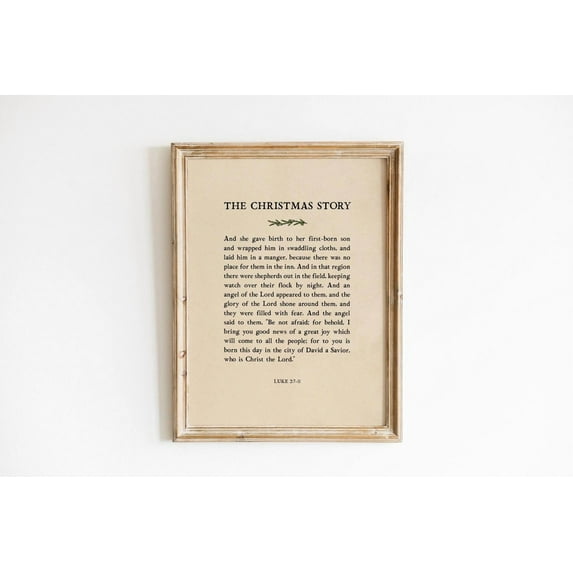 The Christmas Story, Luke 2:7-11 Wall Art, Bible Verse Art, Christian ...