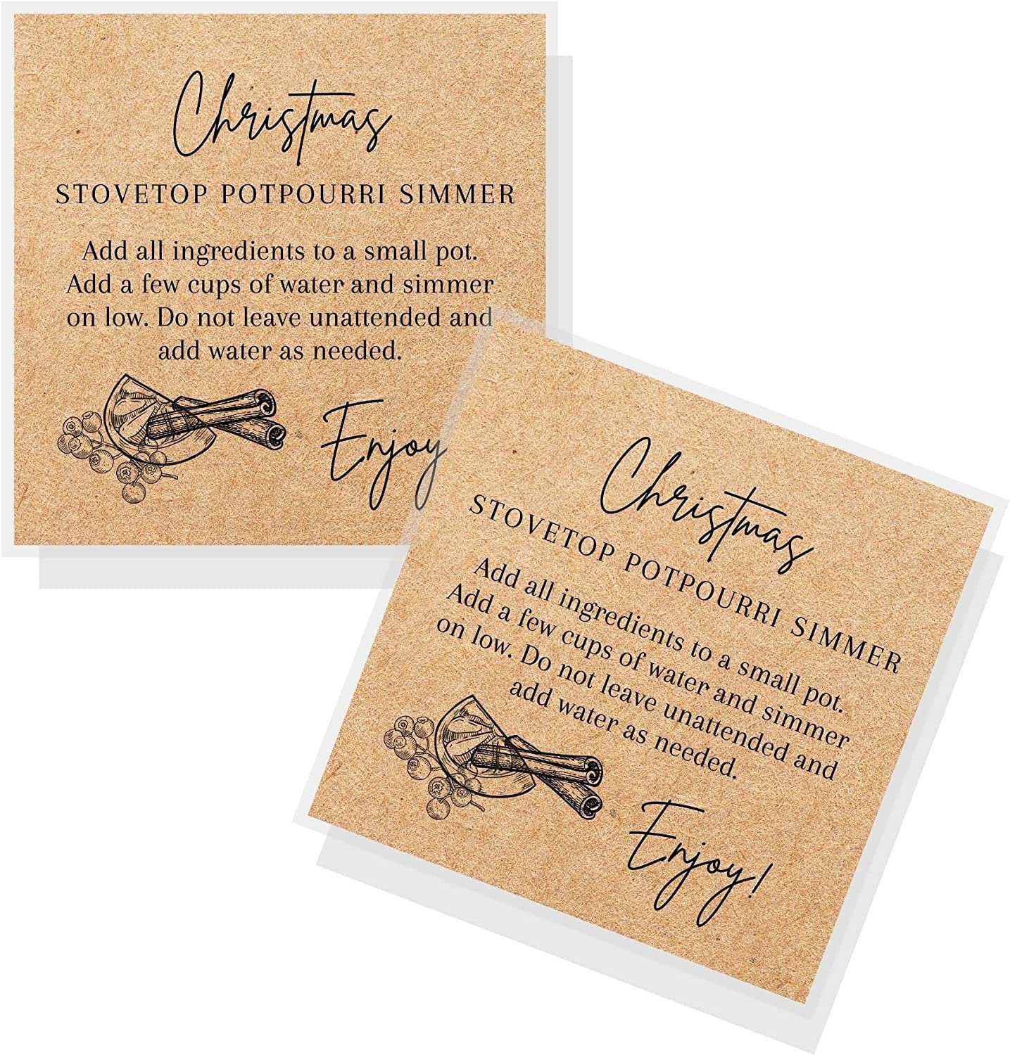 Christmas Stovetop Potpourri Simmer Instruction Cards 30 Pack 2.5 x 2.5 ...