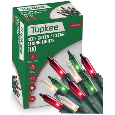 "Wintergreen Lighting Commercial Christmas Mini Lights- 100 Red, Green ...