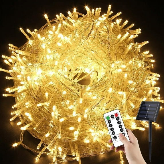 Christmas String Lights, 22M 200 LED Solar String Lights, 8 Modes IP65 ...