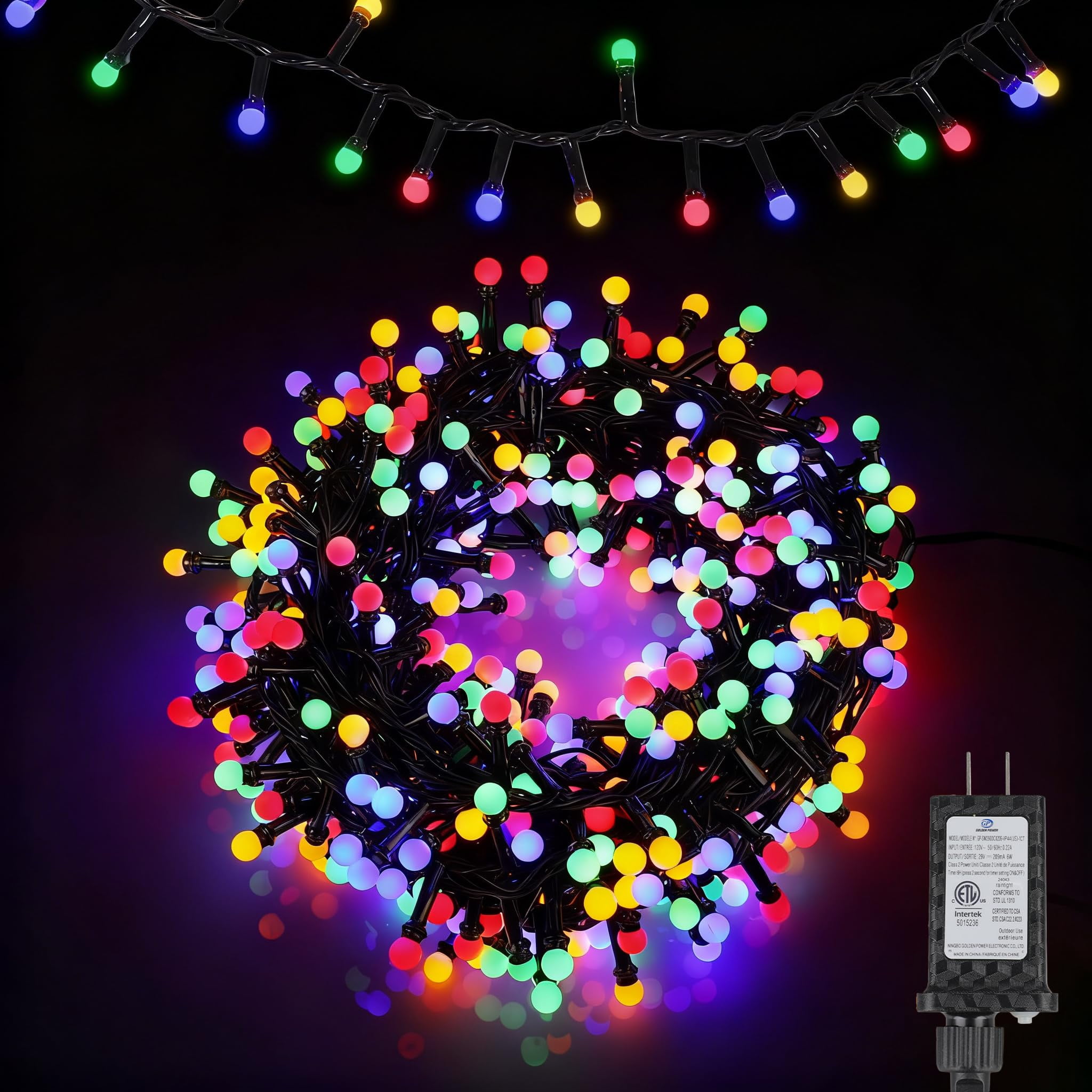 TGXCF 16.4ft 100 LED Christmas Lights Outdoor Indoor Black Wire Twinkle ...