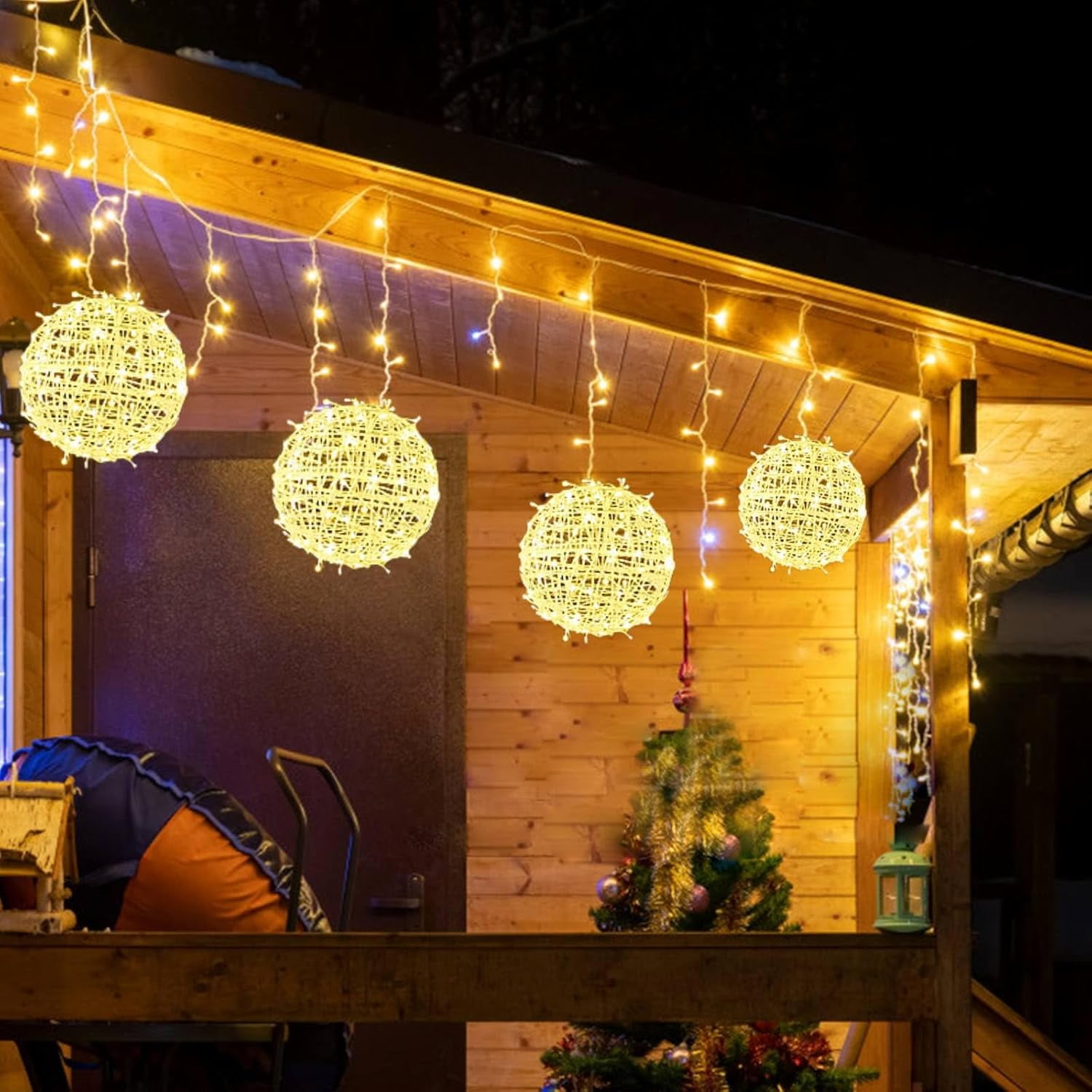 Christmas String Lights Outdoors, 7.87"Sphere Lights,Ball Tree Garden ...