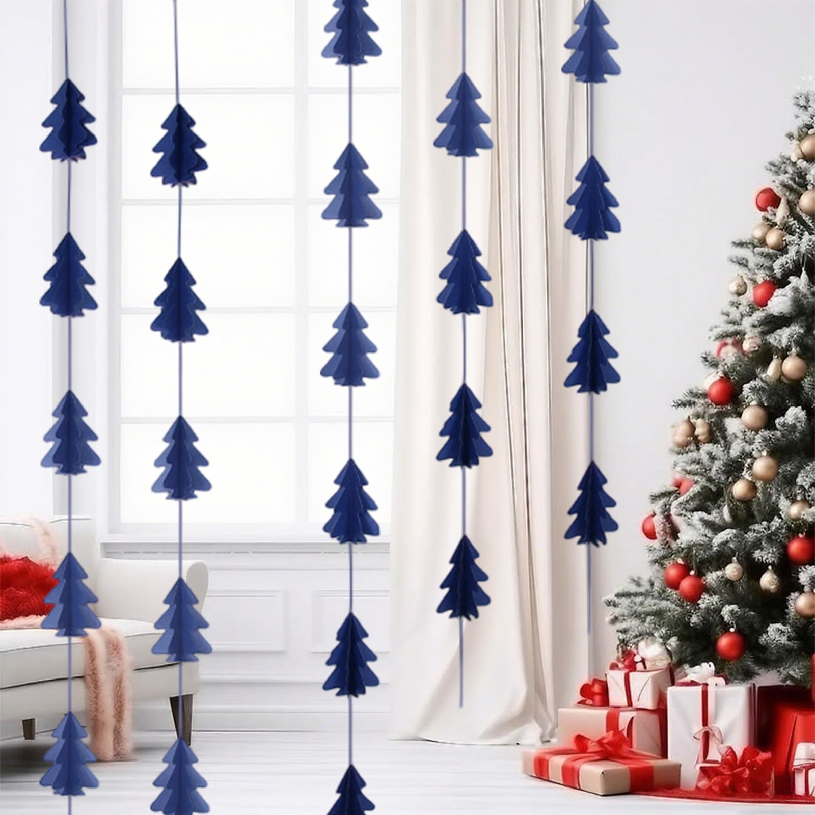 Christmas String Pull Out Flags | 250cm Hanging Banners with Rattan ...